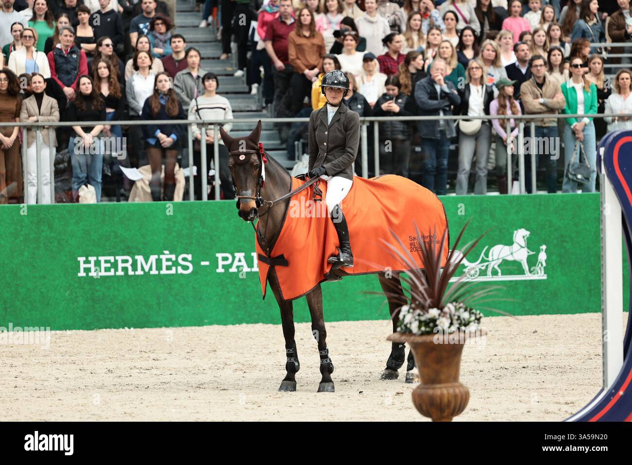 Claudia MOORE of Great Britain with Hardesther during the Talents Hermès at the Saut Hermès on ...