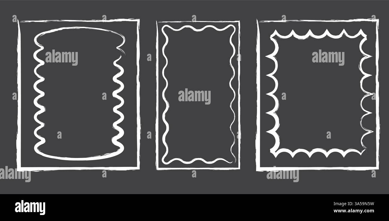 Hand drawn lace inner scalloped frames. Chalk line scalloped frames. 4 ...
