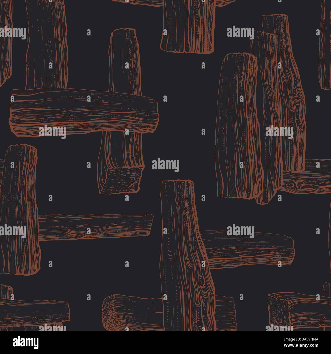 Abstract texture seamless pattern. Organic print. Vector tree, stacks ...