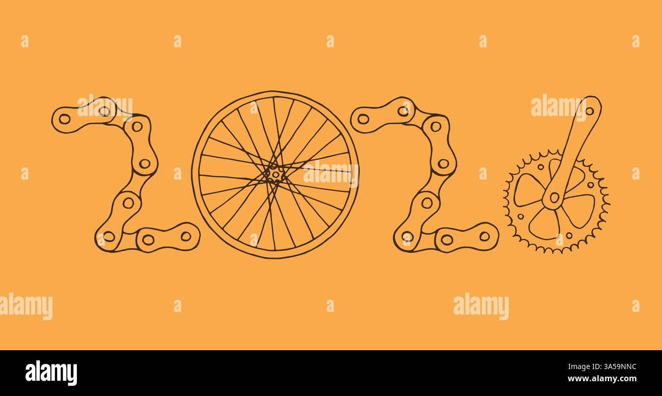Bicycle Happy New Year 2026 orange background Stock Vector Image & Art - Alamy