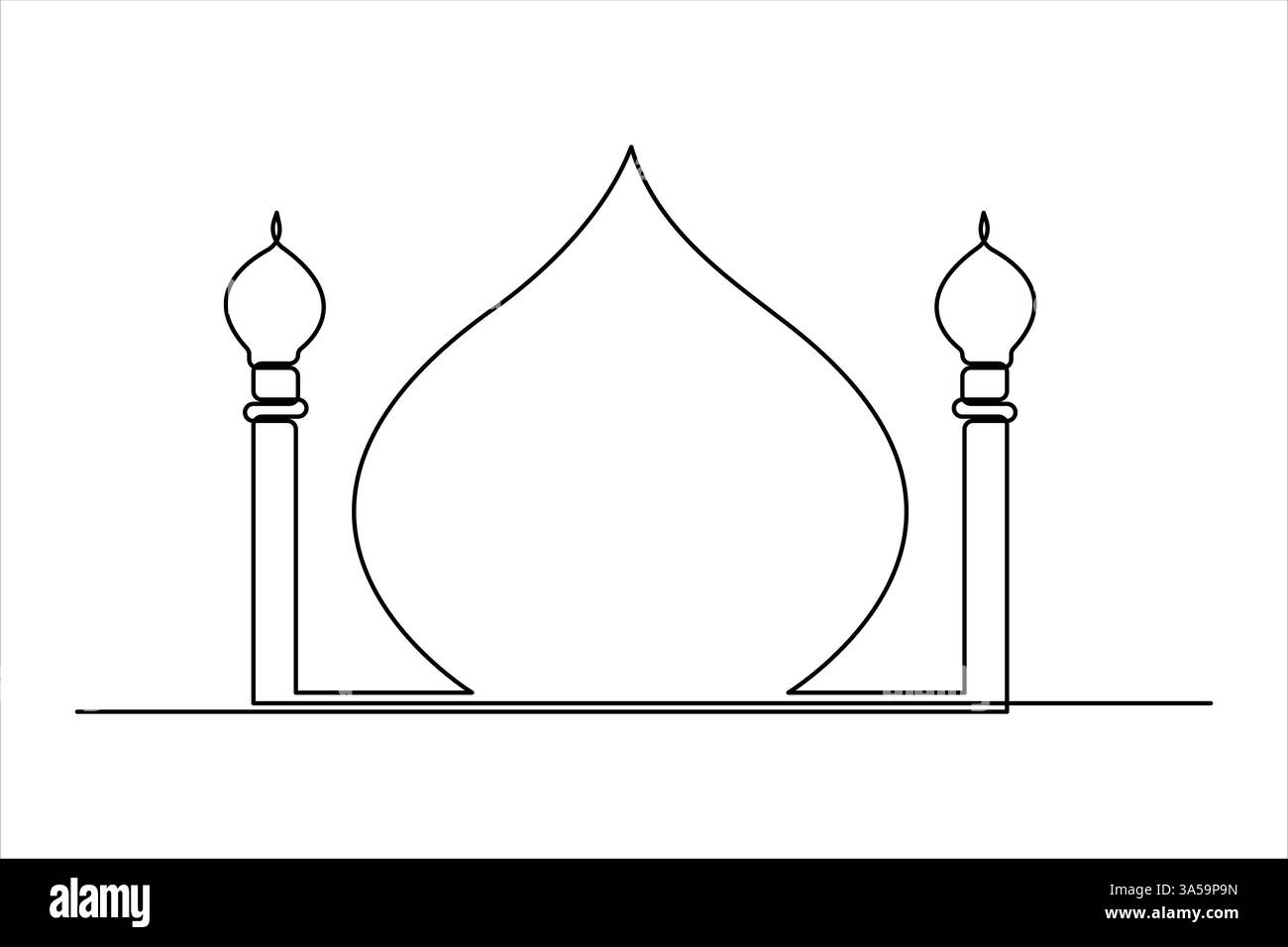 One continuous Line art drawing of Mosque vector illustration Stock ...