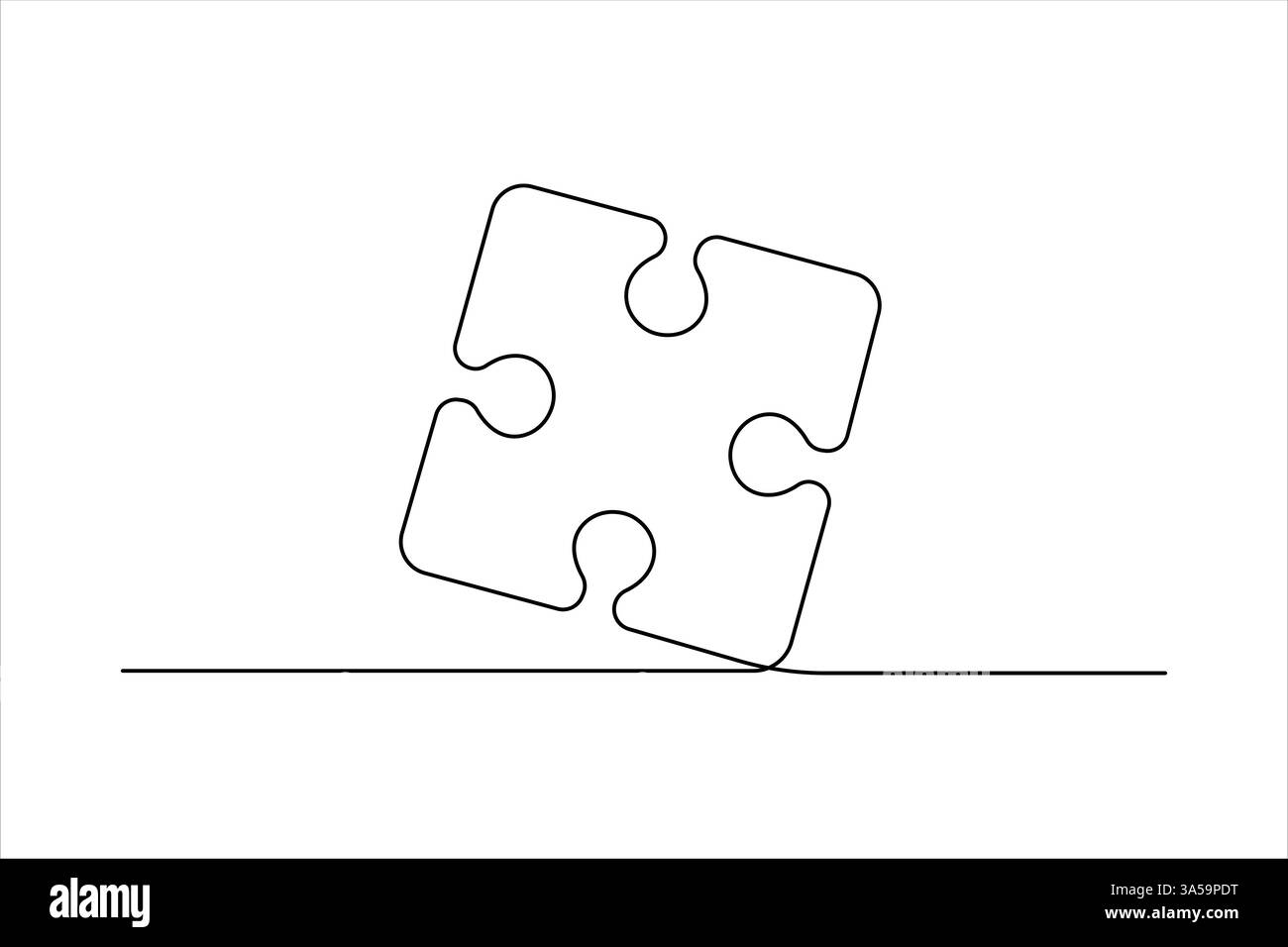 Puzzle design continuous one line art drawing of vector illustration ...