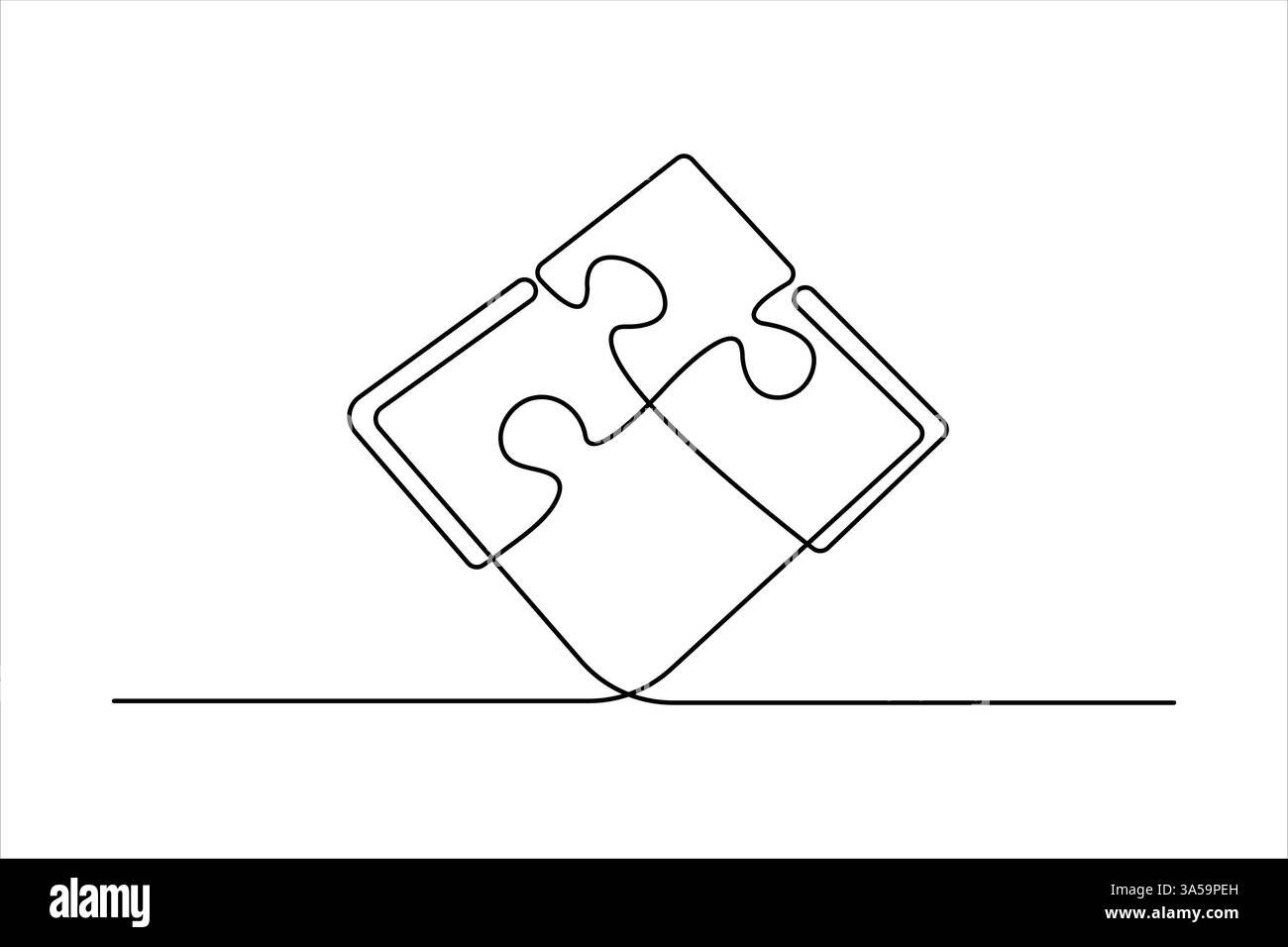 Puzzle design continuous one line art drawing of vector illustration ...