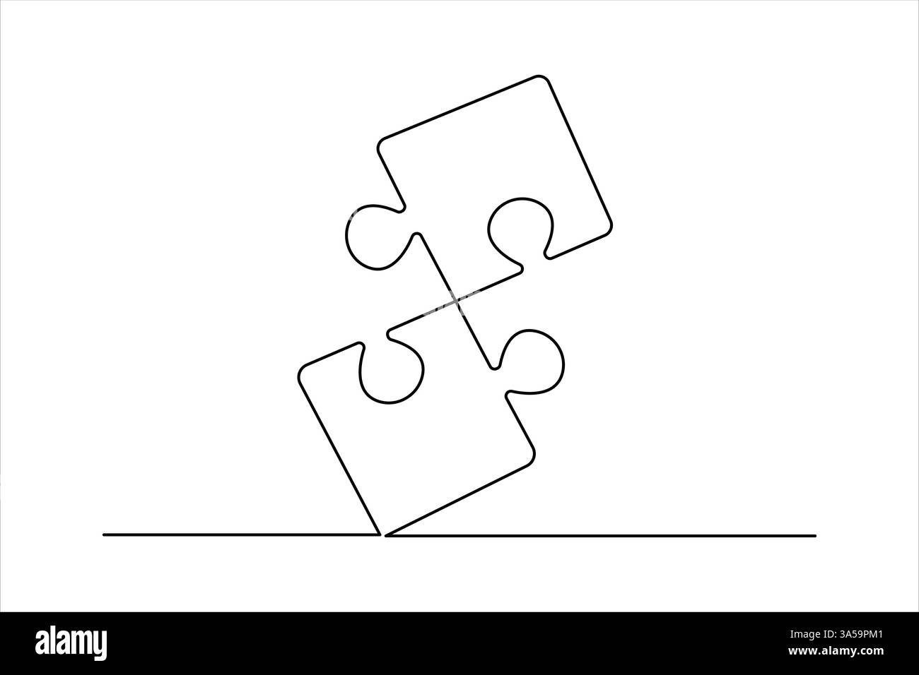 Puzzle design continuous one line art drawing of vector illustration ...