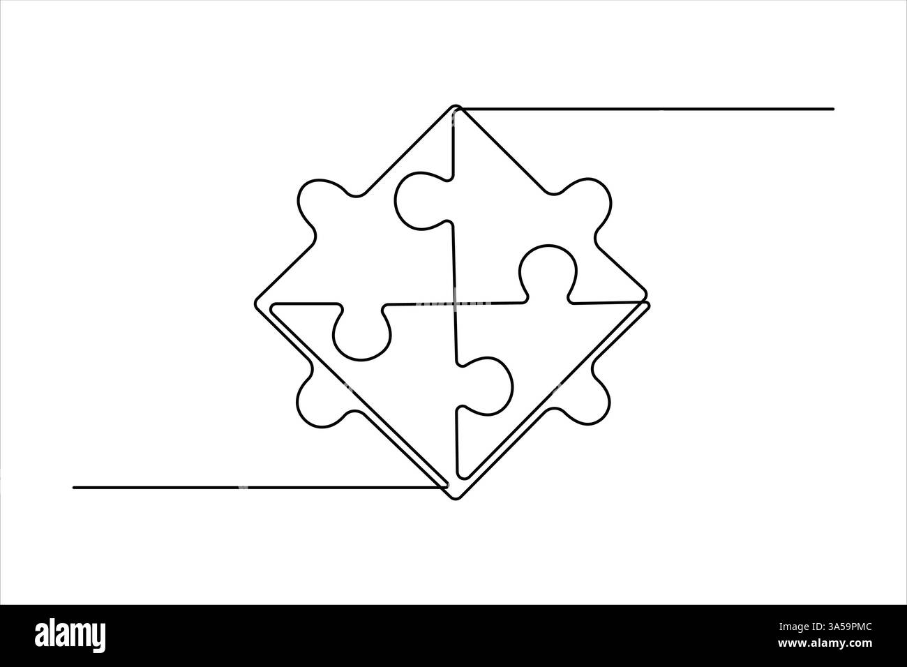 Puzzle design continuous one line art drawing of vector illustration ...