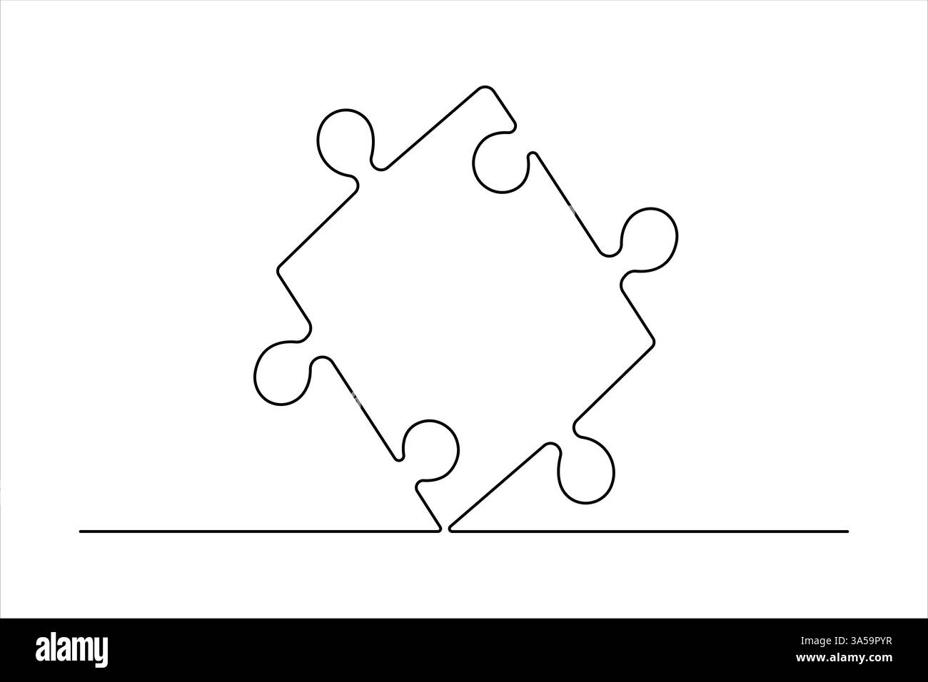 Puzzle design continuous one line art drawing of vector illustration ...