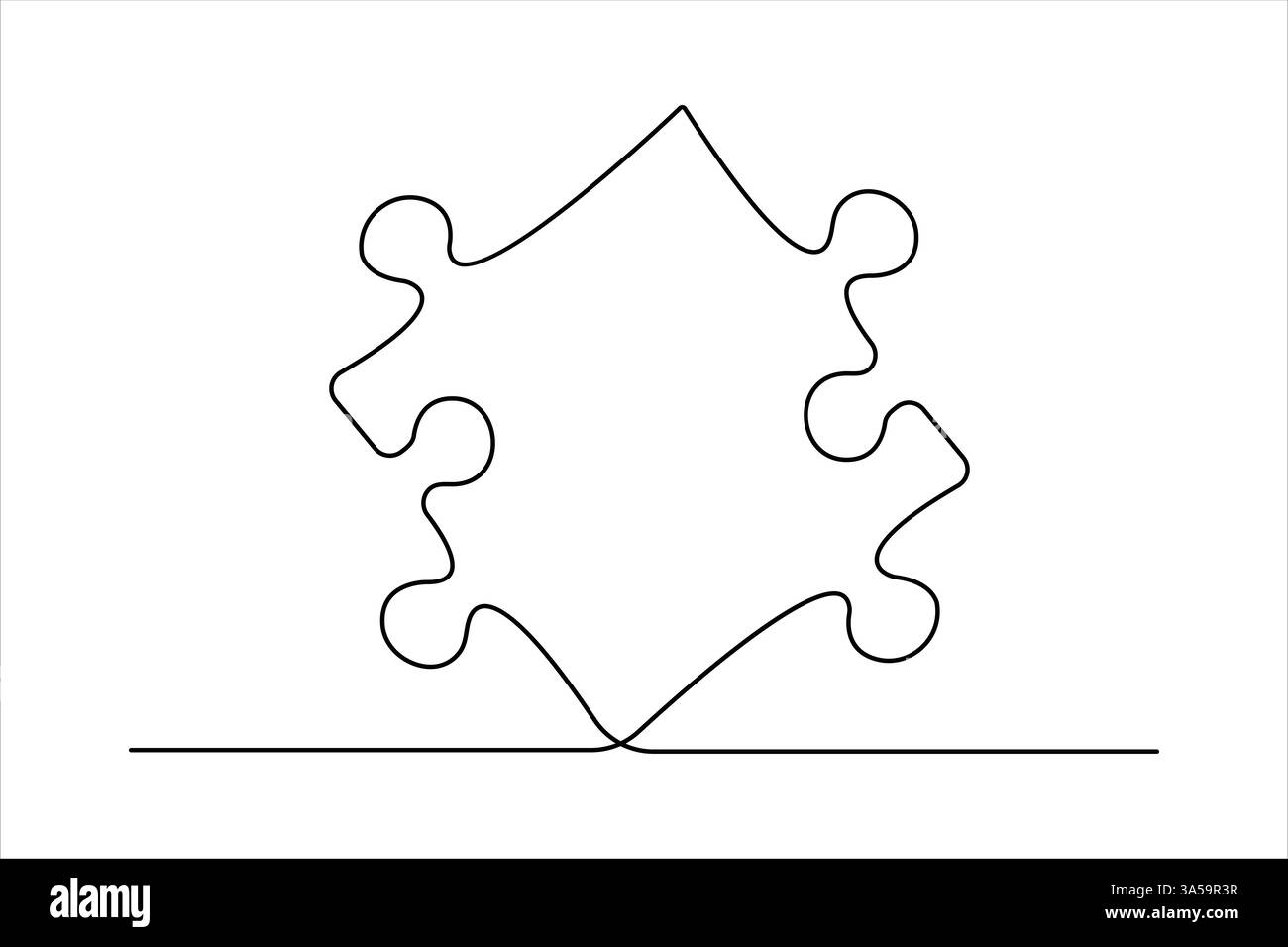Puzzle design continuous one line art drawing of vector illustration ...