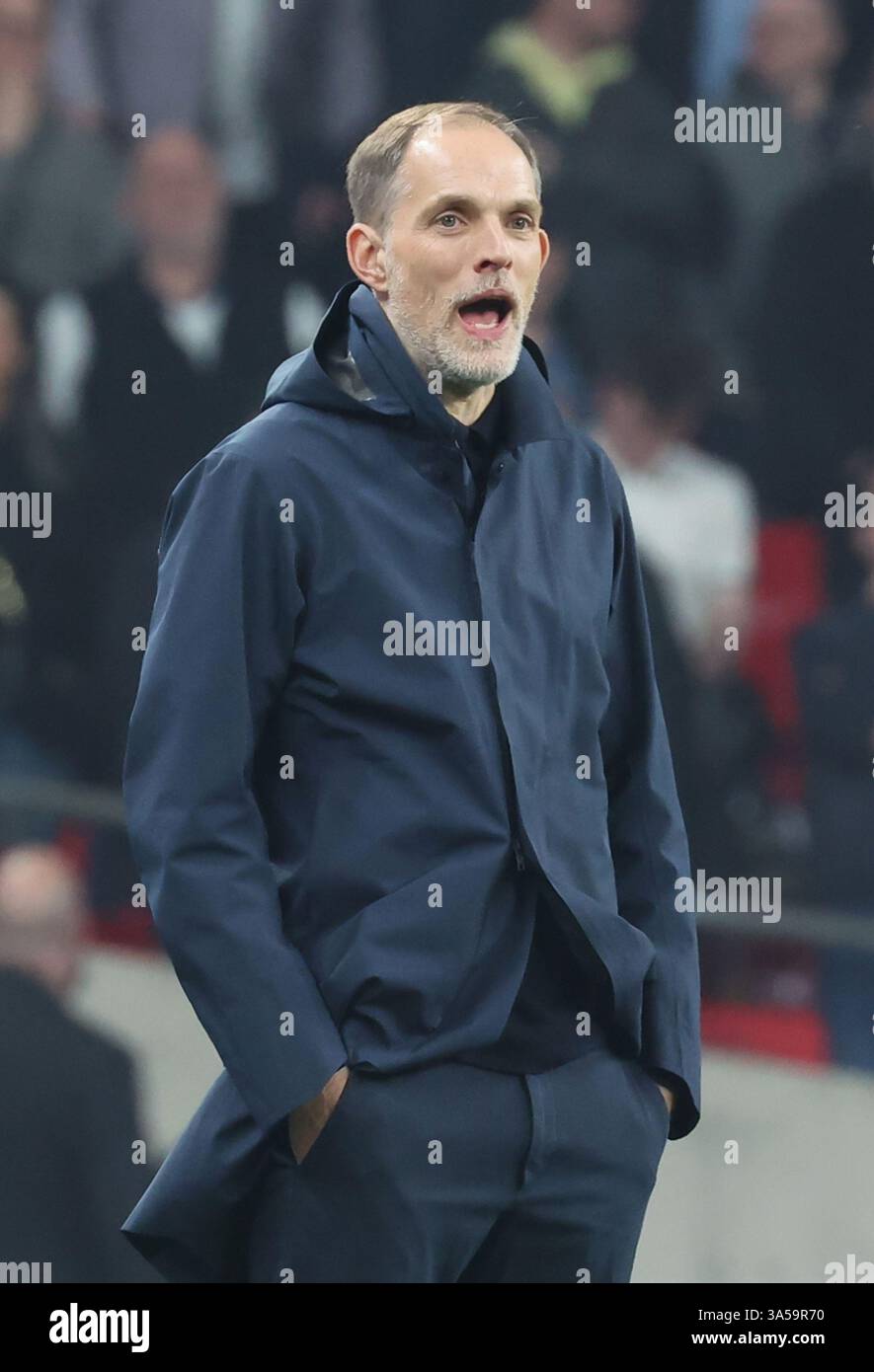 London, UK. 21st Mar, 2025. Thomas Tuchel Head Coach of England during ...