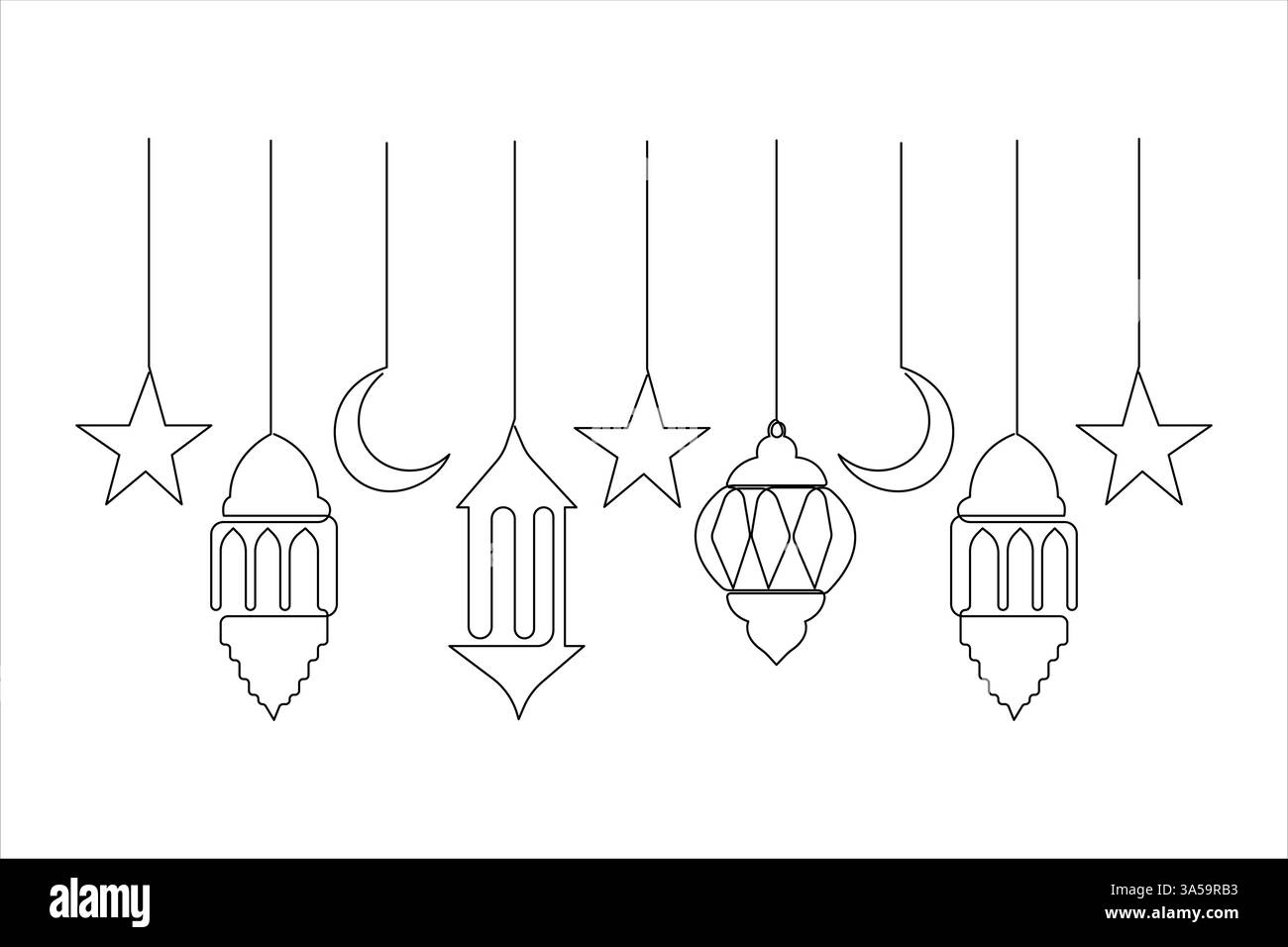 Ramadan Kareem continuous one line art drawing of Eid Mubarak Islamic ...