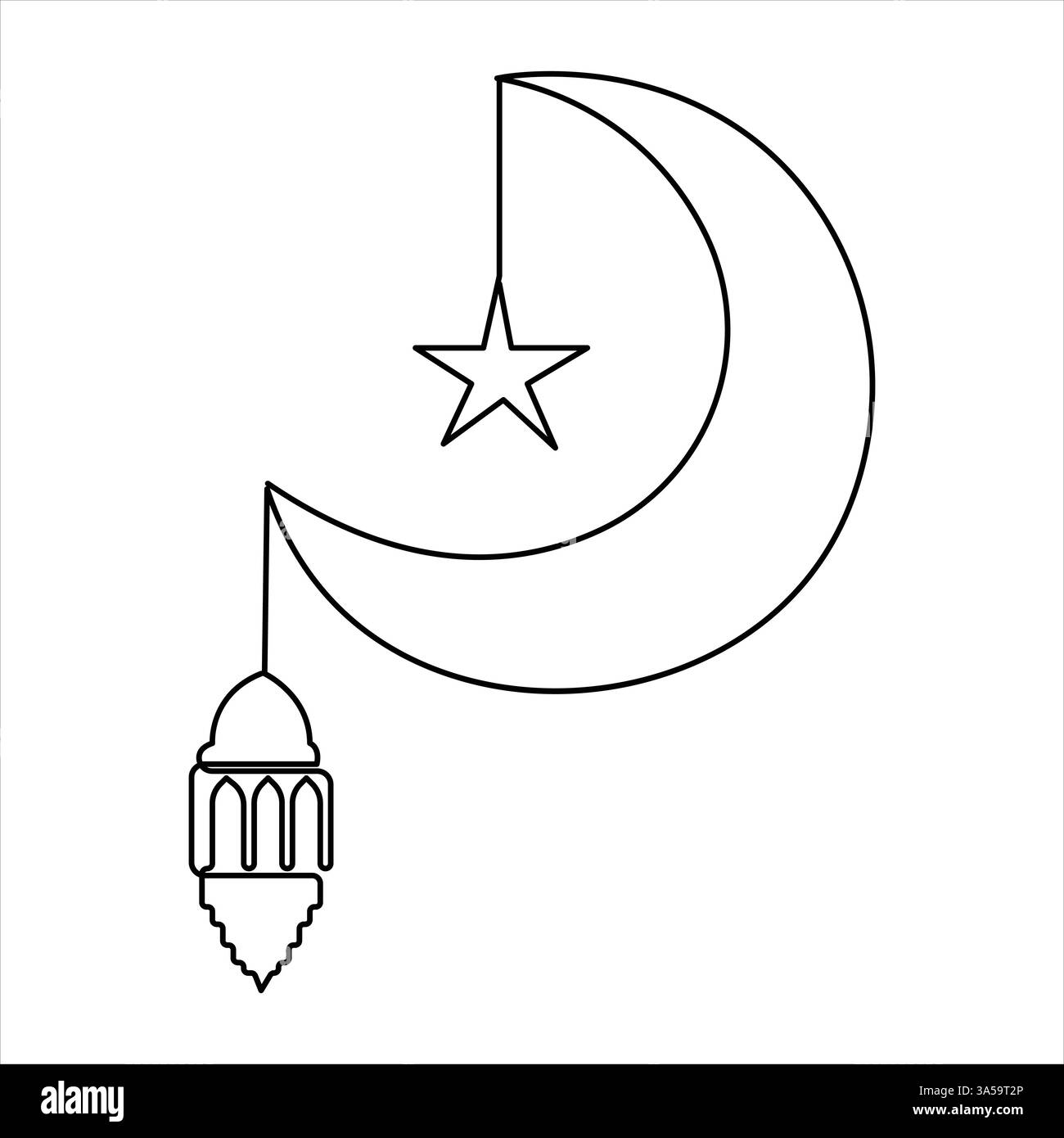 Ramadan Kareem continuous one line art drawing of Eid Mubarak Islamic ...