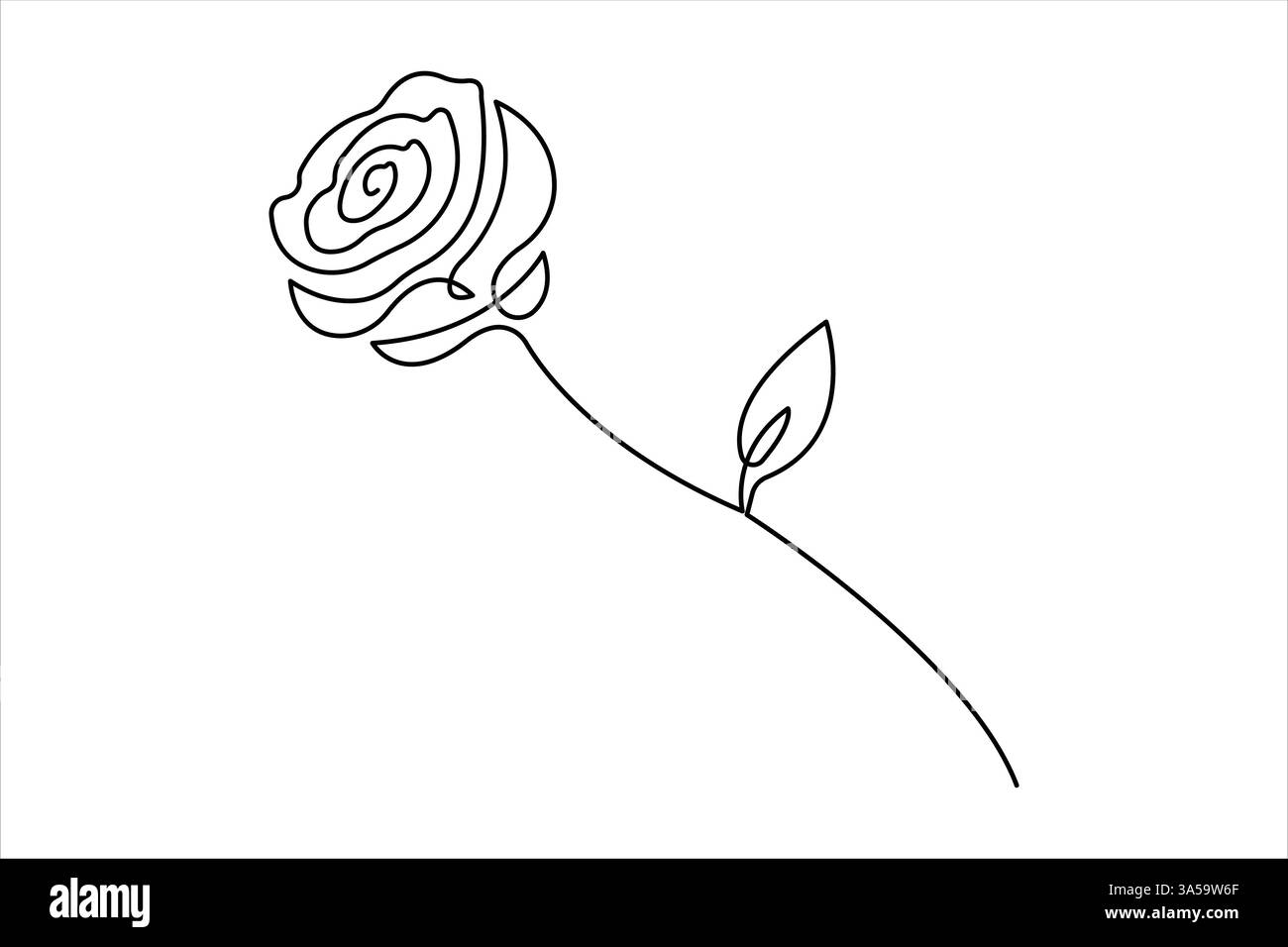 Rose day, valentine day rose flower design continuous one line art drawing of outline vector ...