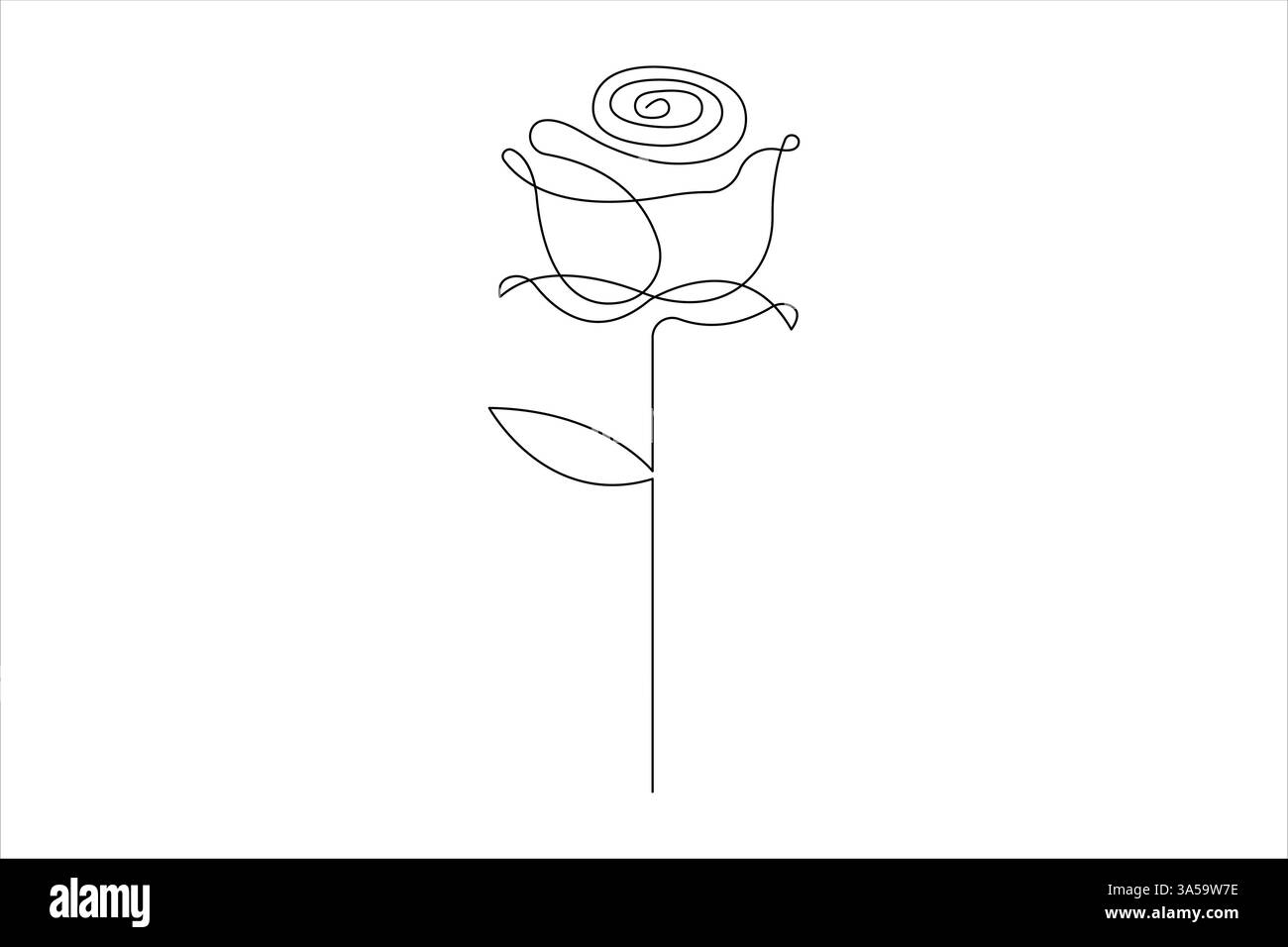 Rose day, valentine day rose flower design continuous one line art drawing of outline vector ...