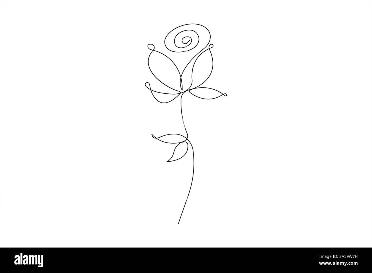 Rose day, valentine day rose flower design continuous one line art drawing of outline vector ...