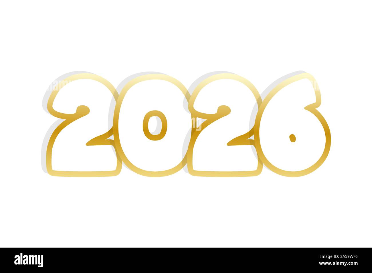 2026 year sticker gold contour, numbers isolated on white background ...
