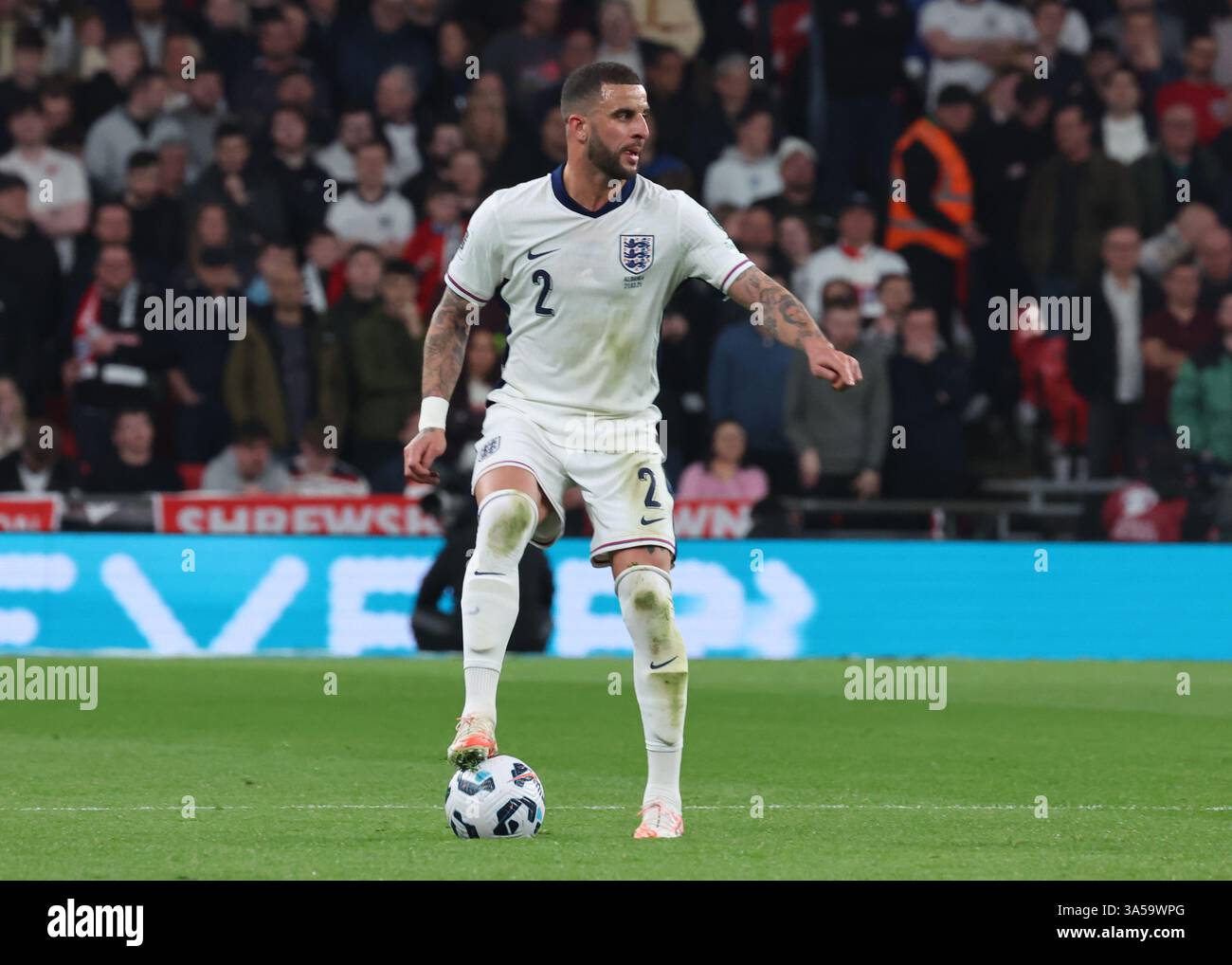 London, UK. 21st Mar, 2025. Kyle Walker(Manchester City)of England in ...