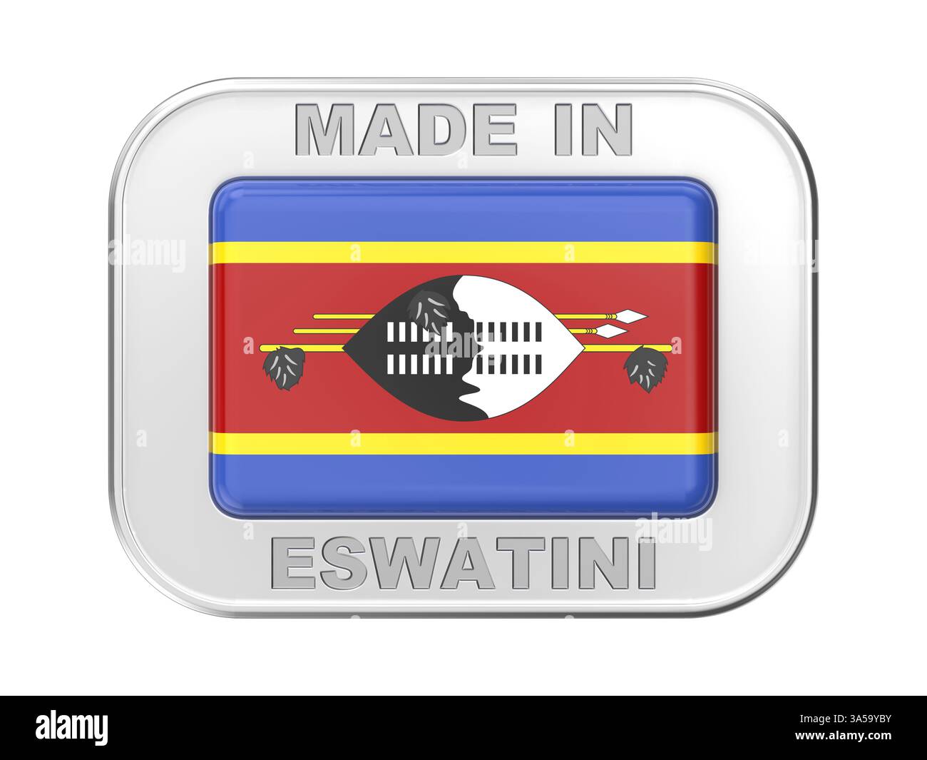 Made in Eswatini, silver badge with the flag of Eswatini Stock Photo ...