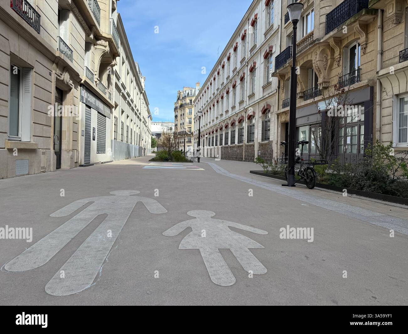 Paris, France. 20th Mar, 2025. A marking on the ground indicates that ...