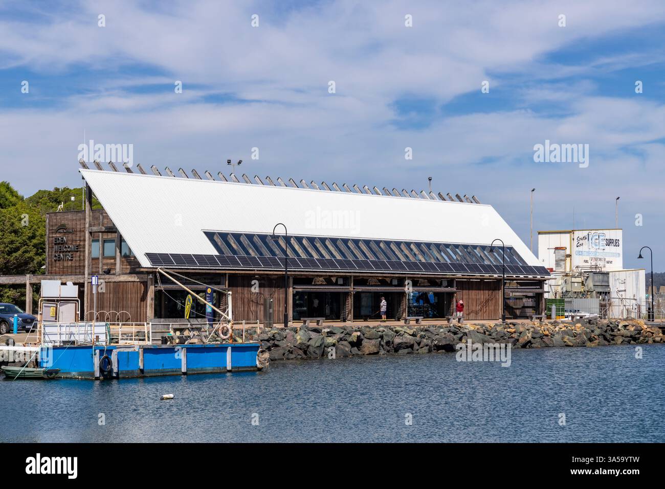 Port of Eden Welcome centre building, modern architecture of tourist ...