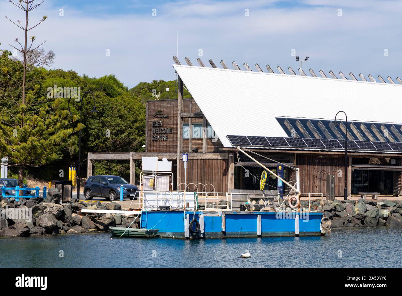 Port of Eden Welcome centre building, modern architecture of tourist ...
