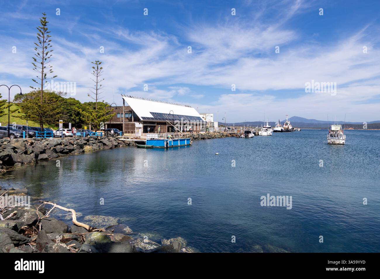 Port of Eden Welcome centre building, modern architecture of tourist ...
