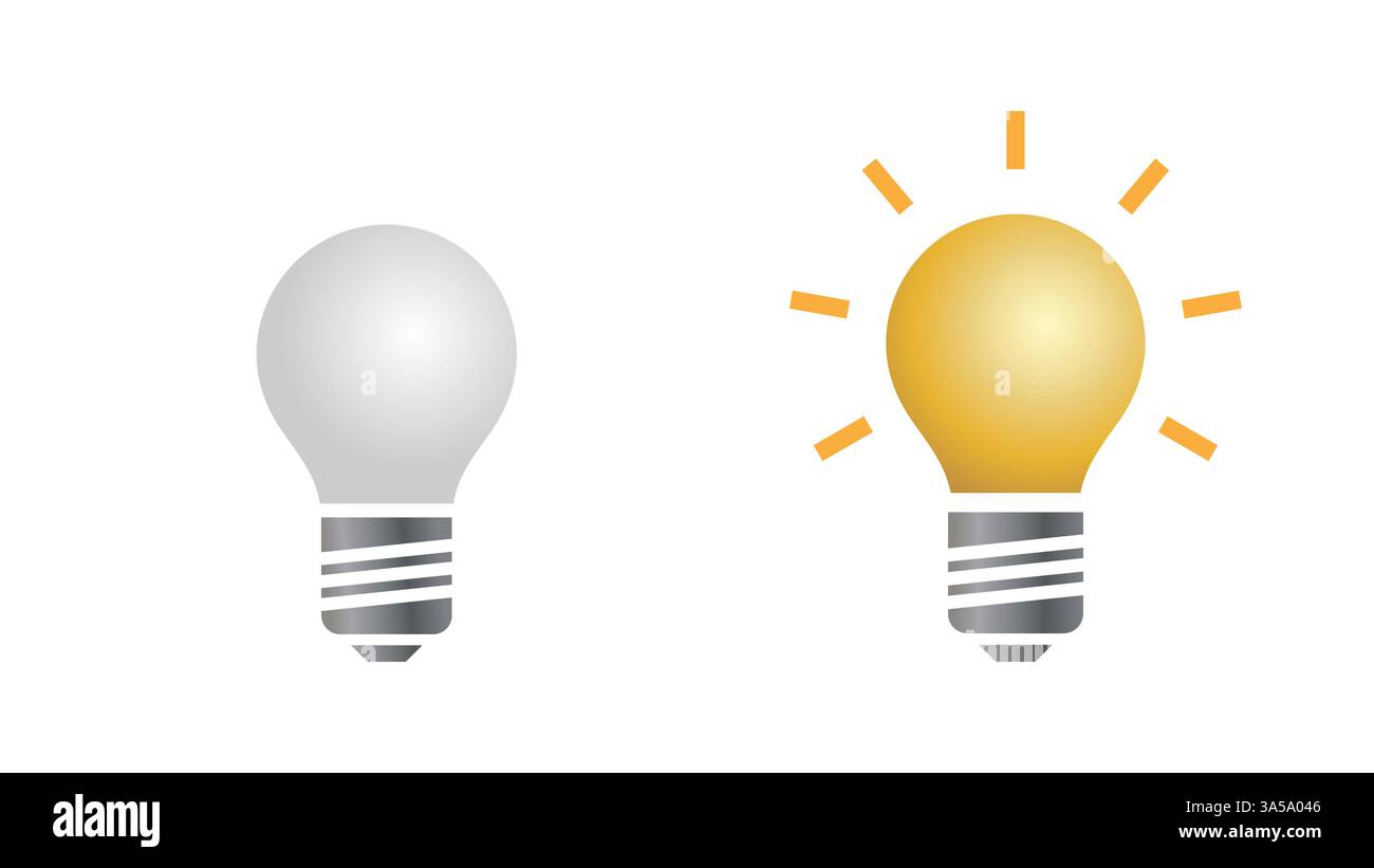 Energy-saving light bulbs on and off. Element for the design of electrical components. 3D style ...