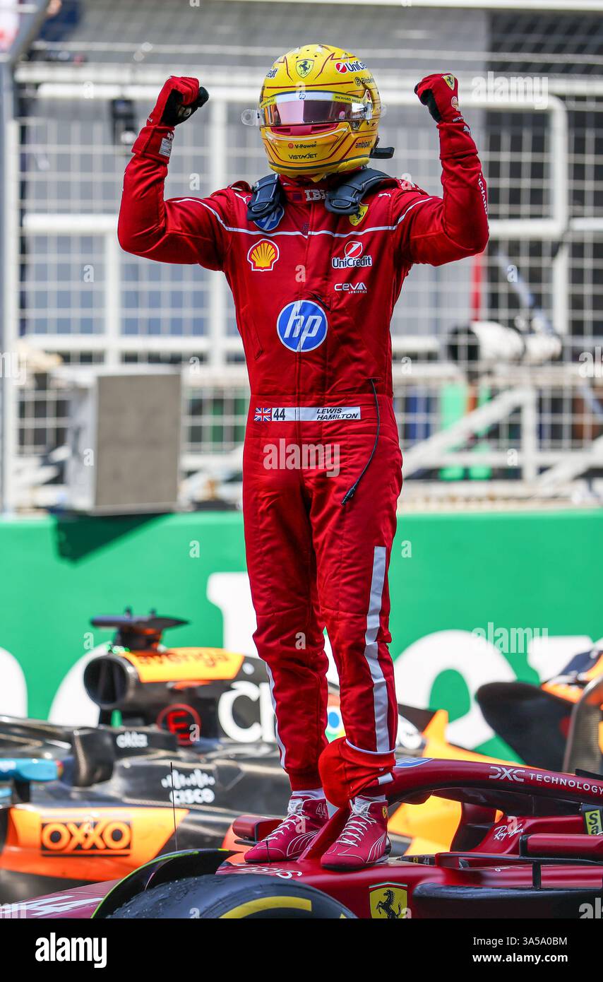 LEWIS HAMILTON (GBR) of Scuderia Ferrari #44 after the sprint race win ...