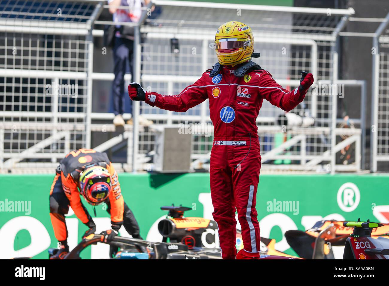 LEWIS HAMILTON (GBR) of Scuderia Ferrari #44 after the sprint race win ...