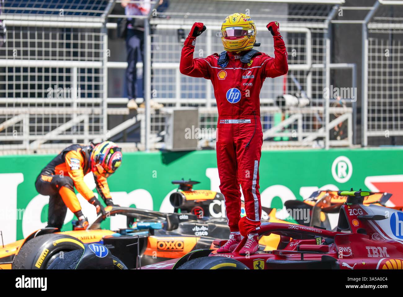 LEWIS HAMILTON (GBR) of Scuderia Ferrari #44 after the sprint race win ...