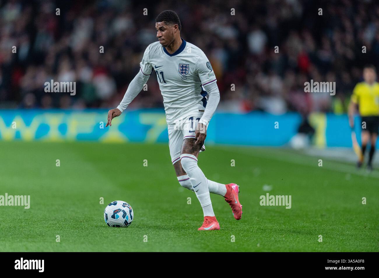 Marcus Rashford of England runs with the ball during the UEFA World Cup ...