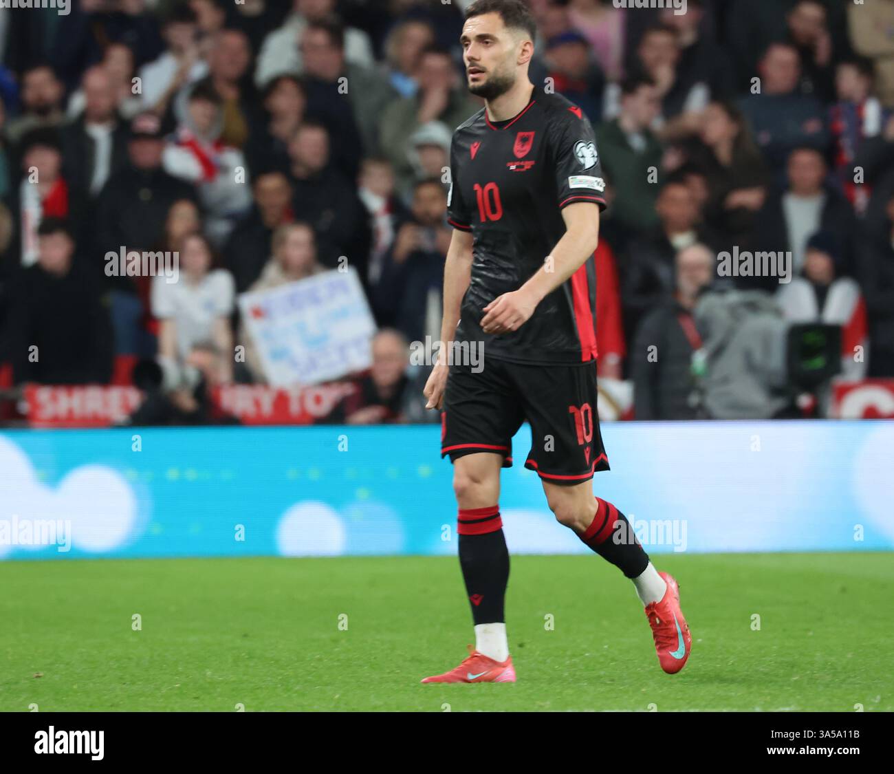 London, UK. 21st Mar, 2025. Nedim Bajrami( Rangers)of Albania during ...