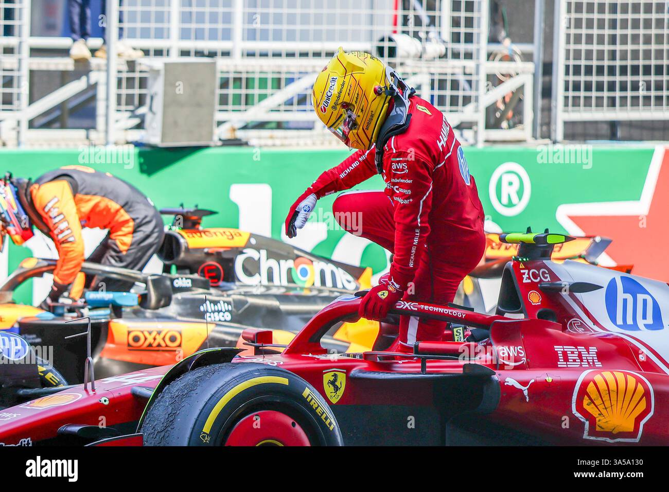 LEWIS HAMILTON (GBR) of Scuderia Ferrari #44 after the sprint race win ...