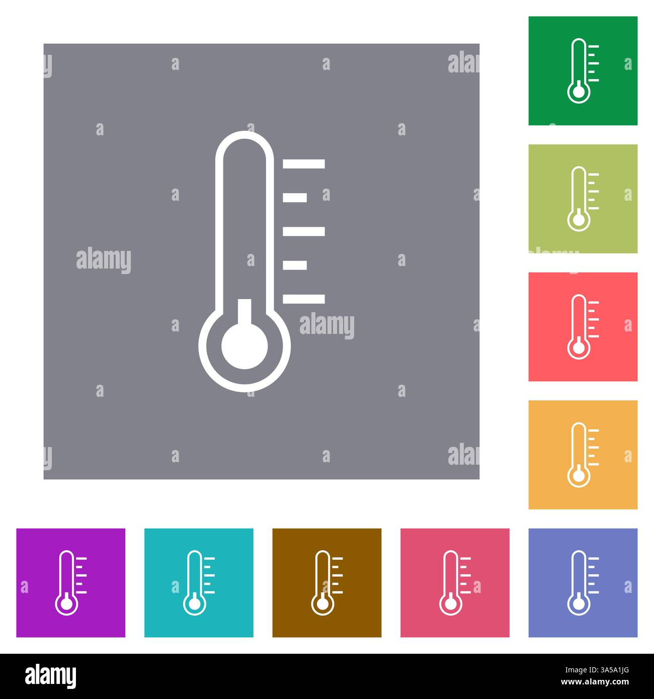 Solid thermometer icon set for temperature measurement, weather, and climate. Available in ...