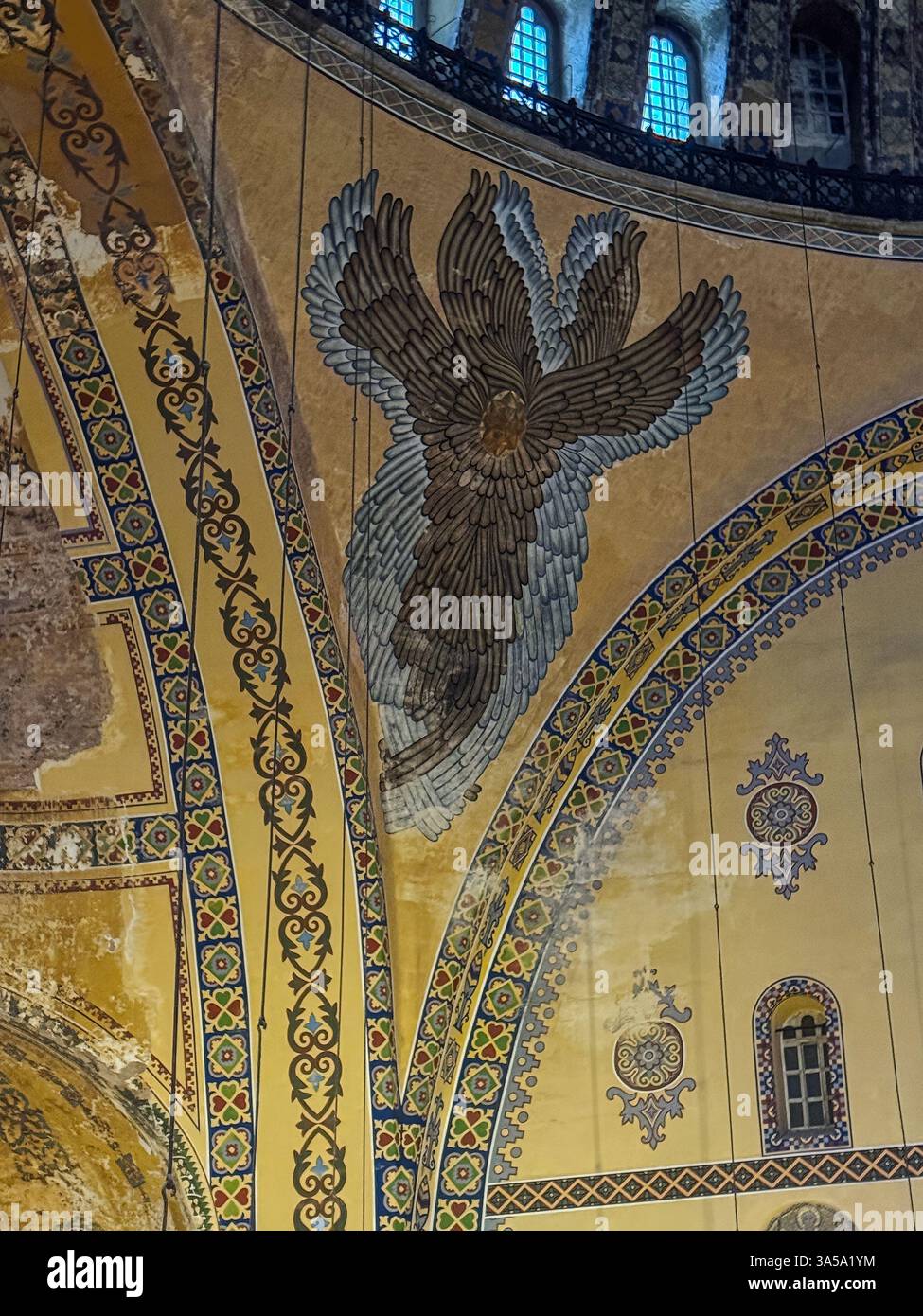 Istanbul, Turkey, Feb, 18, 2025: Magnificent interior with Angel fresco, Hagia Sophia Grand ...