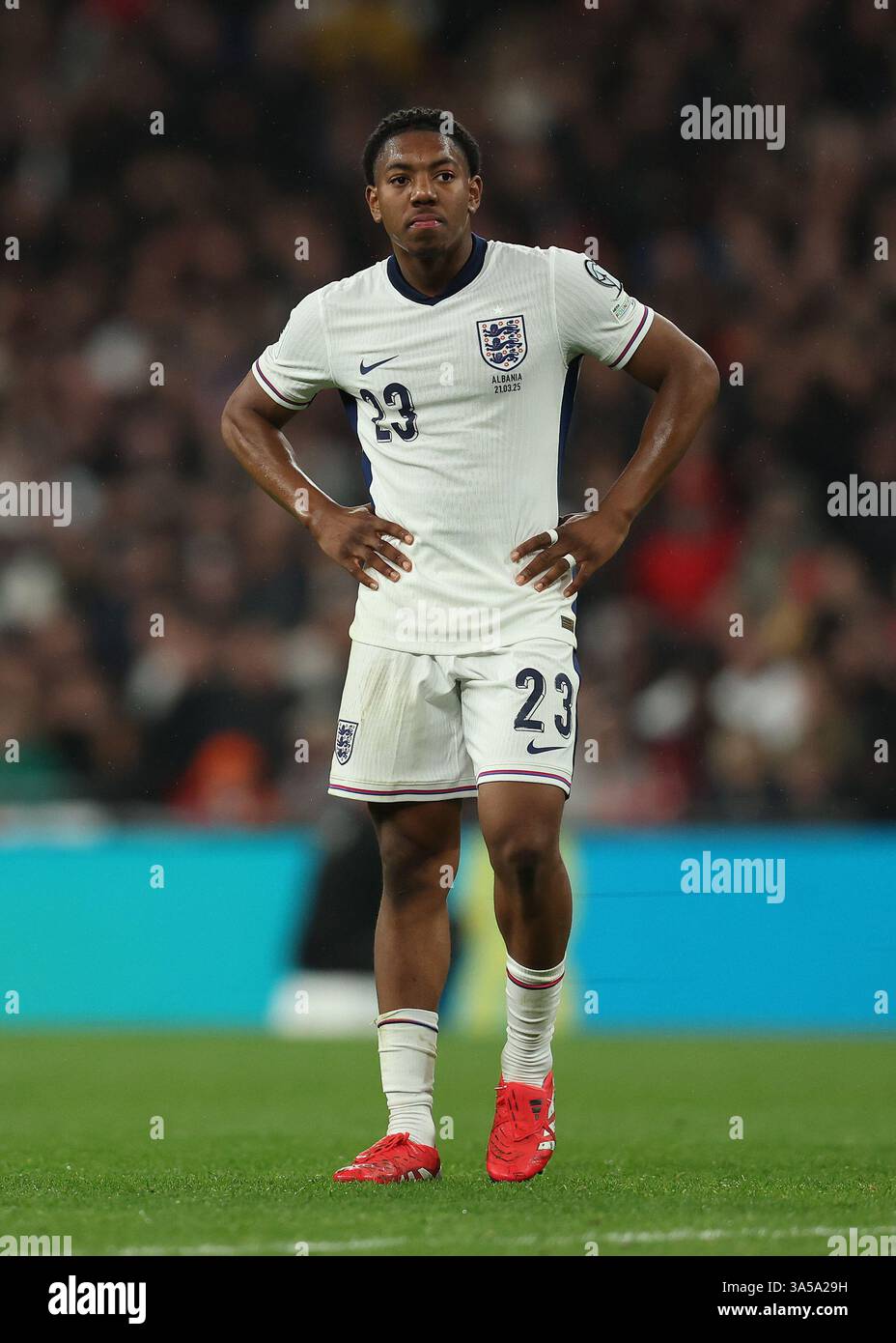London, UK. 21st Mar, 2025. Myles Lewis-Skelly of England during the ...