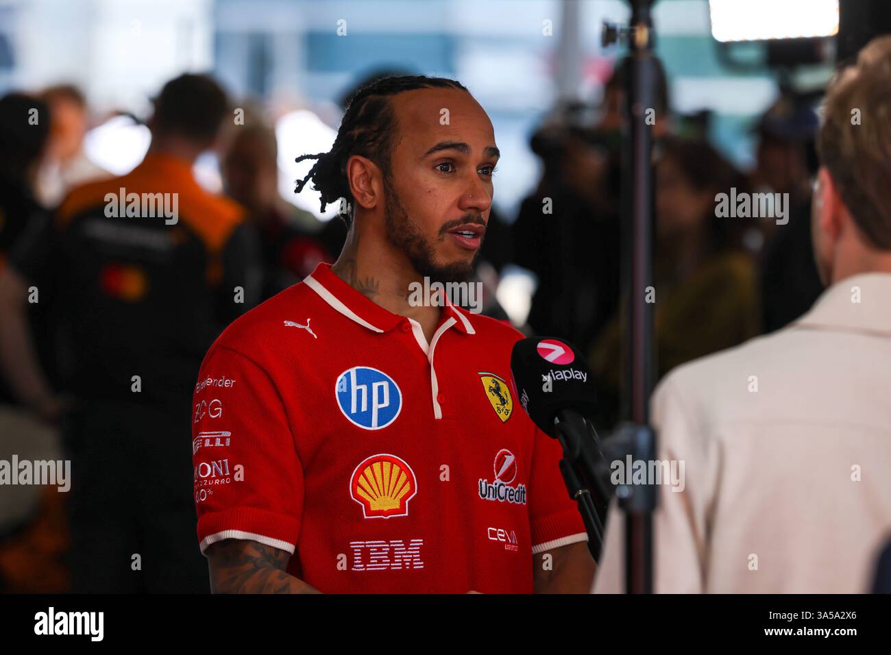 LEWIS HAMILTON (GBR) of Scuderia Ferrari #44 media interview during the ...