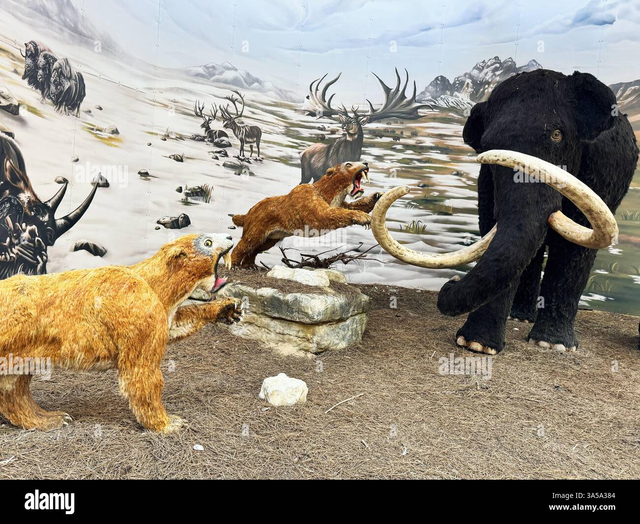 Peniche,Portugal - March 19, 2024: Ice Age animals in a dramatic ...