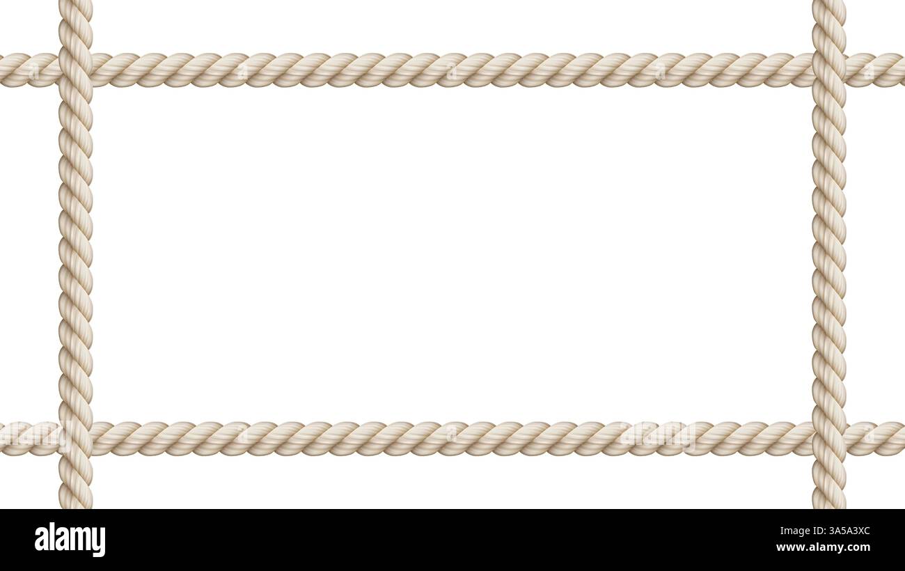Rope frame on white background. Realistic vector illustration Stock ...