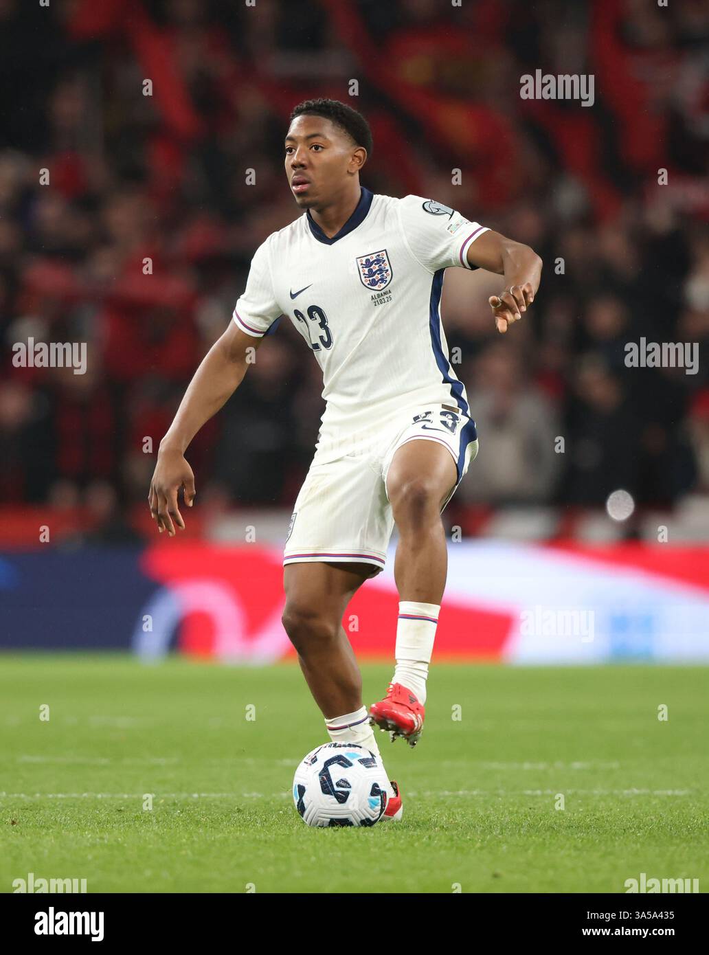 London, UK. 21st Mar, 2025. Myles Lewis-Skelly (E) at the FIFA World ...