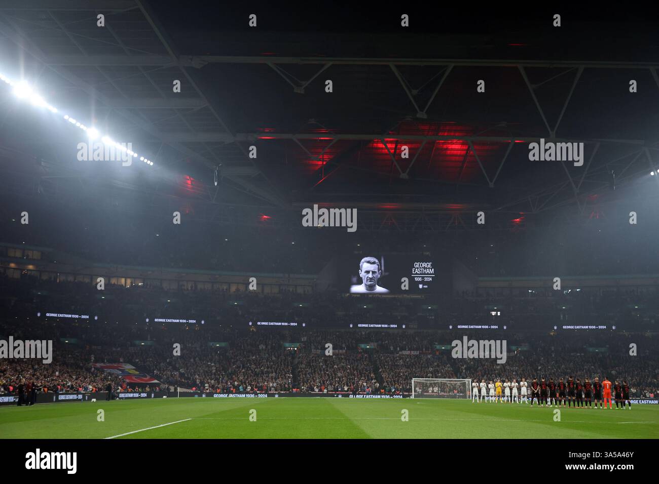 London, UK. 21st Mar, 2025. Pre-match tribute to George Eastham at the ...