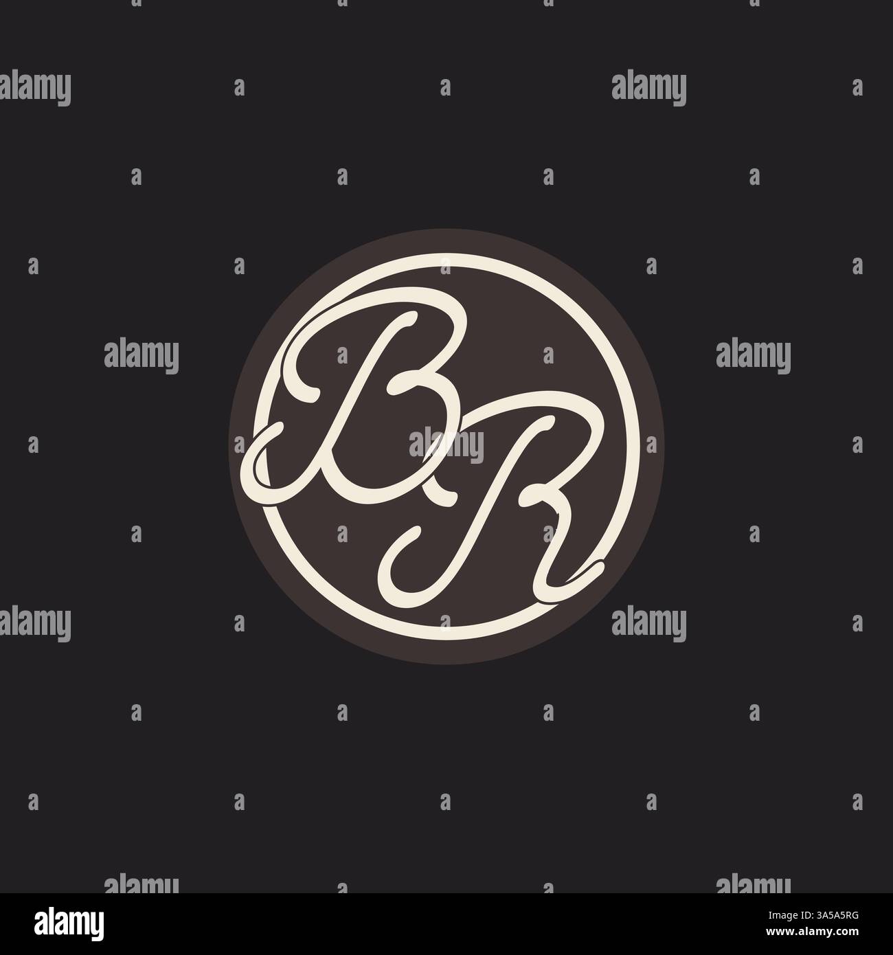 Initial letter BR monogram logo with simple and creative cirle line ...