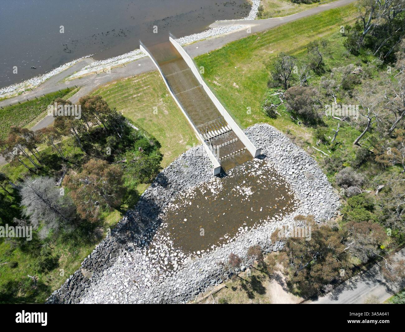 aerial view of Barkers Creek Reservoir, Central Victoria, Australia ...
