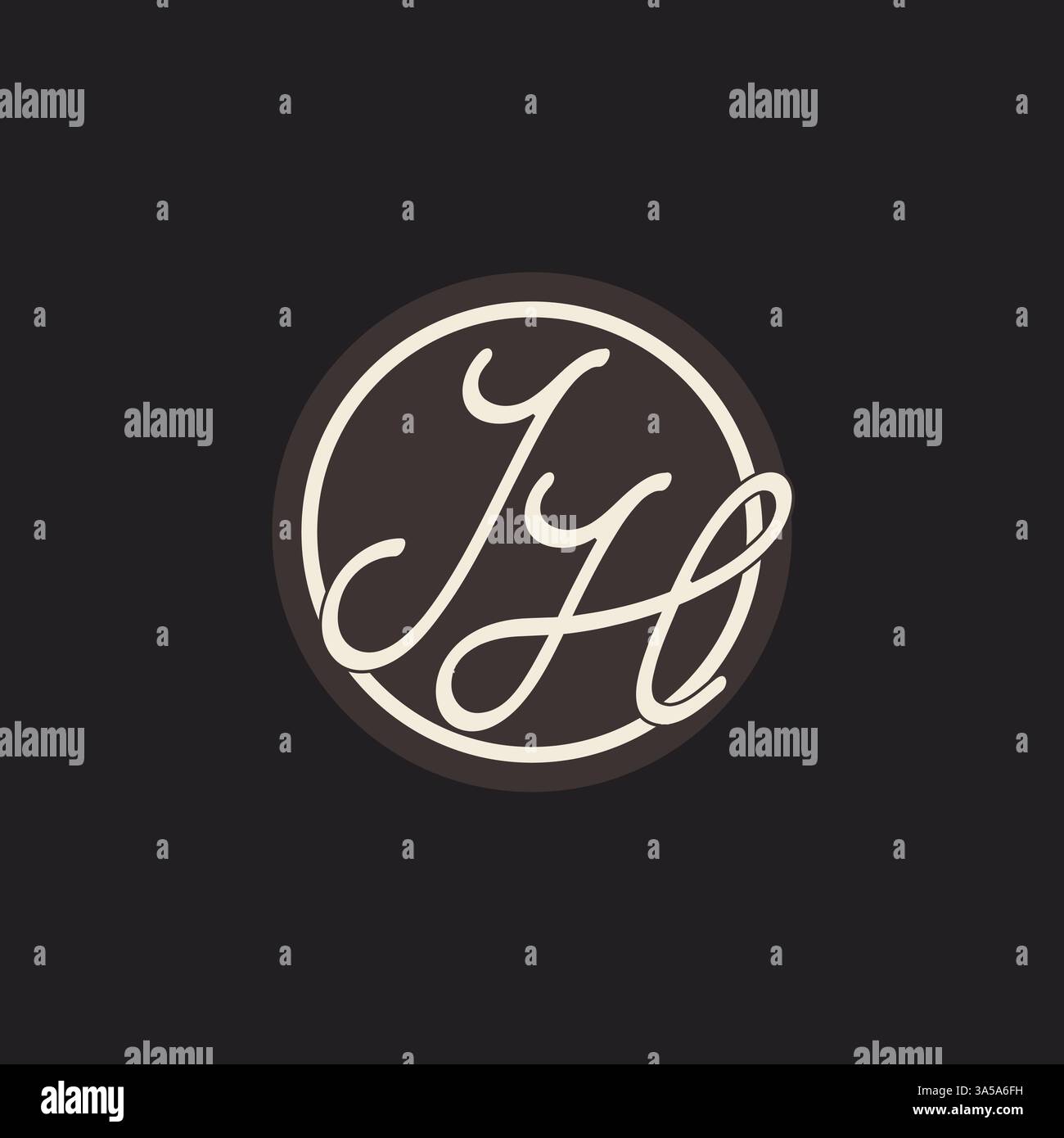 Initial letter JH monogram logo with simple and creative cirle line ...
