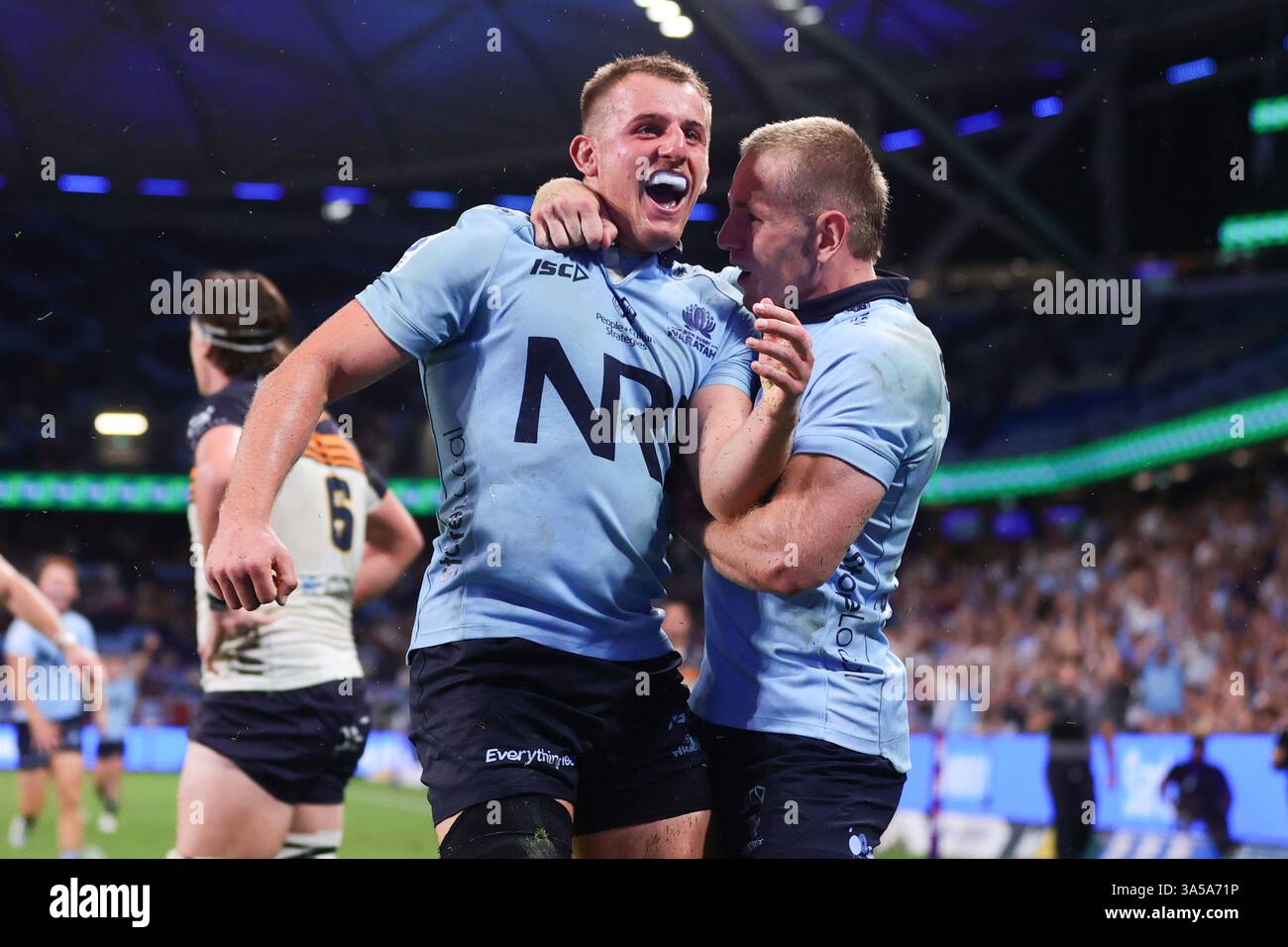 SYDNEY, AUSTRALIA - MARCH 22: Joey Walton of the Waratahs scores a try ...