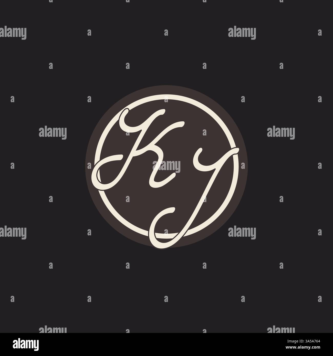 Initial letter KJ monogram logo with simple and creative cirle line ...