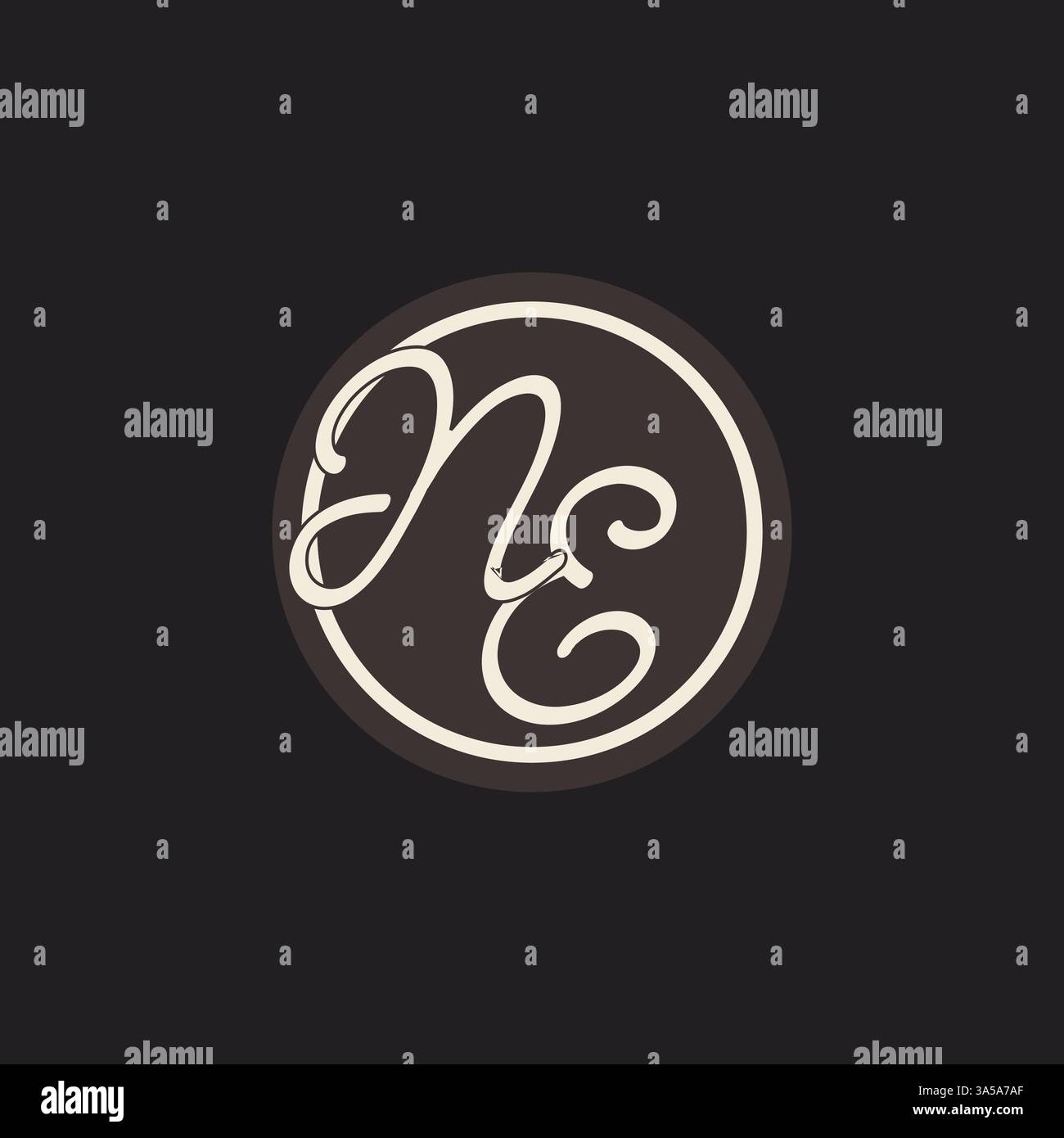 Initial letter NE monogram logo with simple and creative cirle line ...