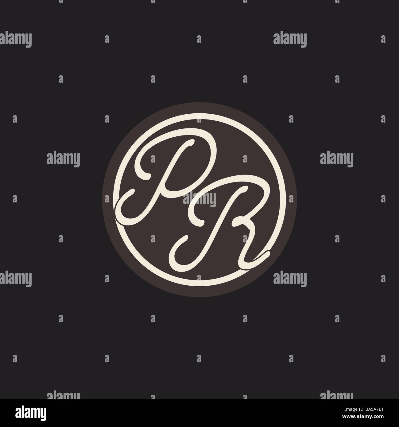 Initial letter PR monogram logo with simple and creative cirle line ...