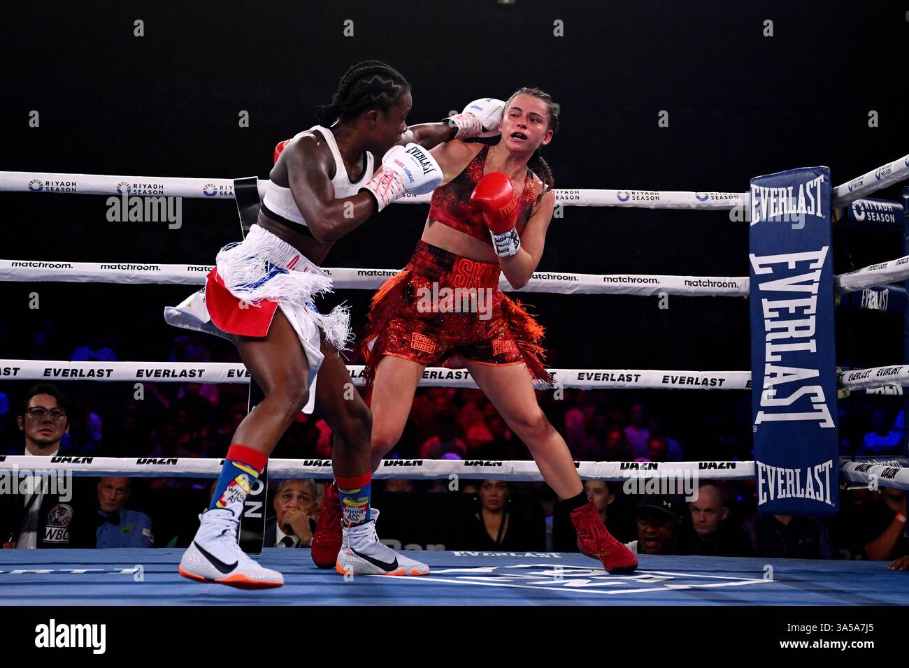 Skye Nicolson of Australia (right) and Tiara Brown of the USA during their WBC World ...