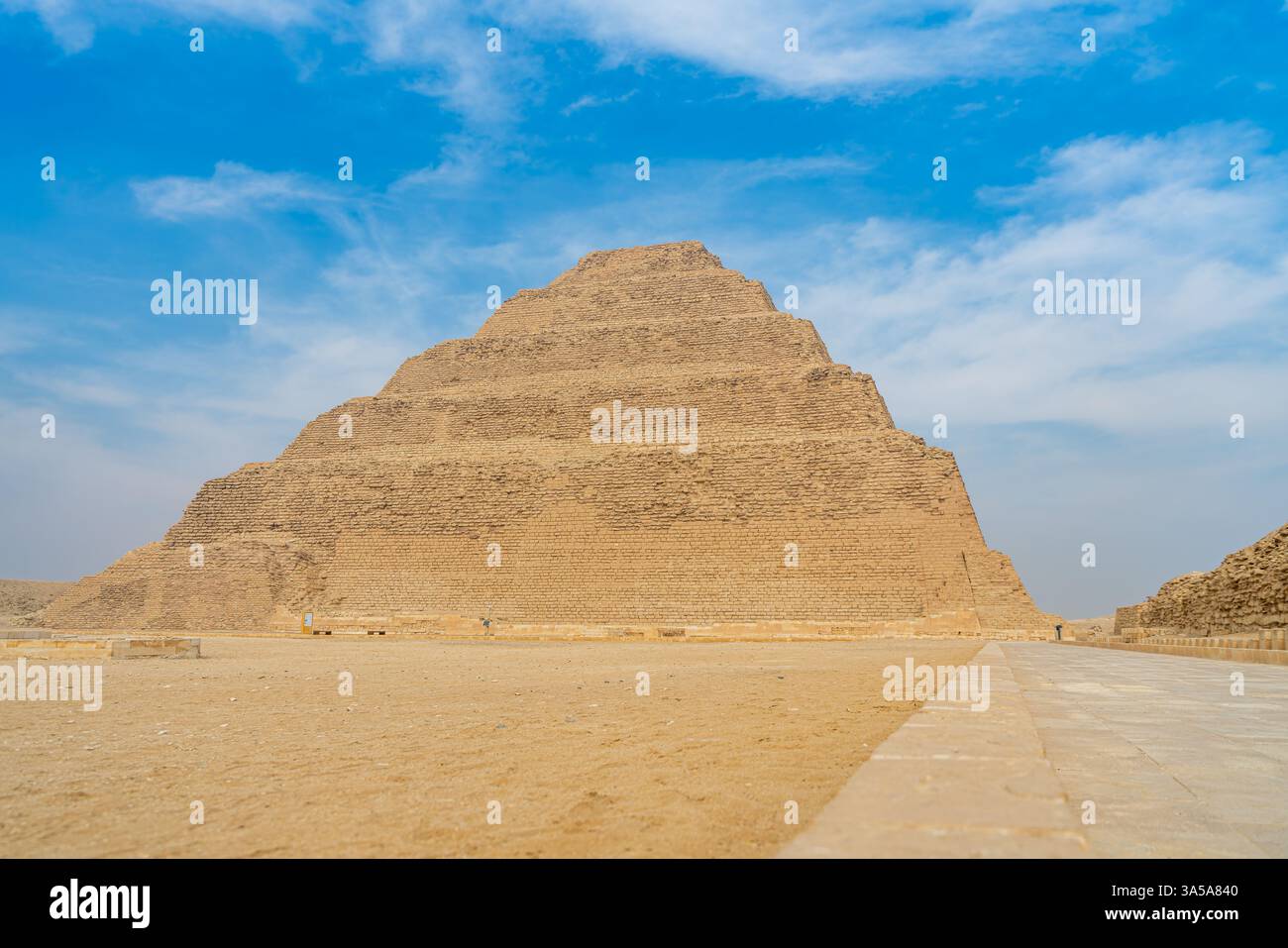 The Step Pyramid of Zoser in Saqqara, Egypt, stands majestically in the ...