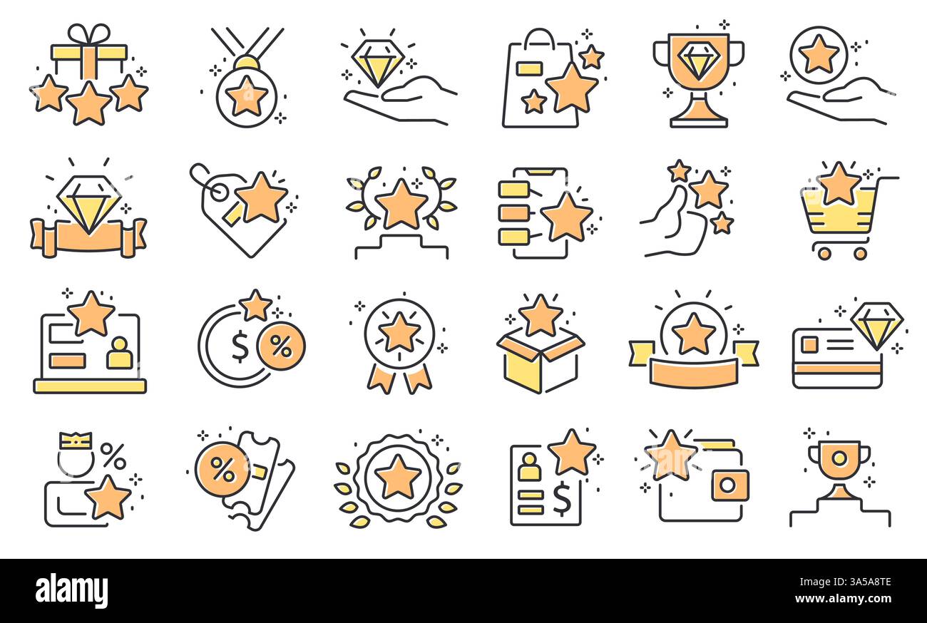 Star benefit icon. Reward premium quality line voucher, award loyalty ...