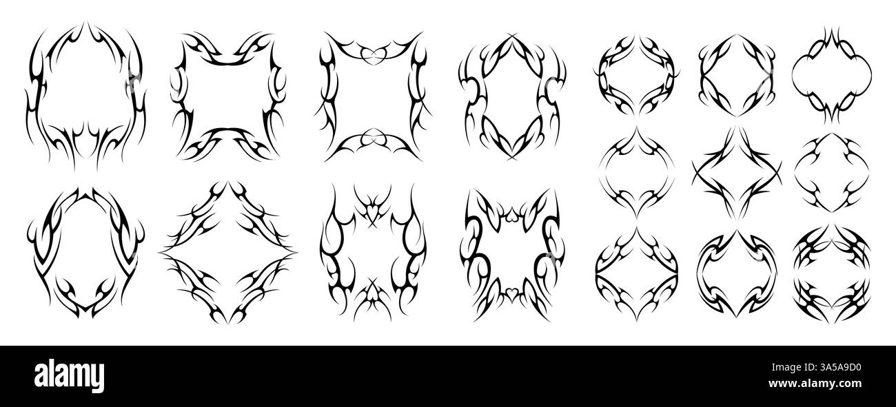 Gothic tribal frame. Ornament border abstract dark decorative ...